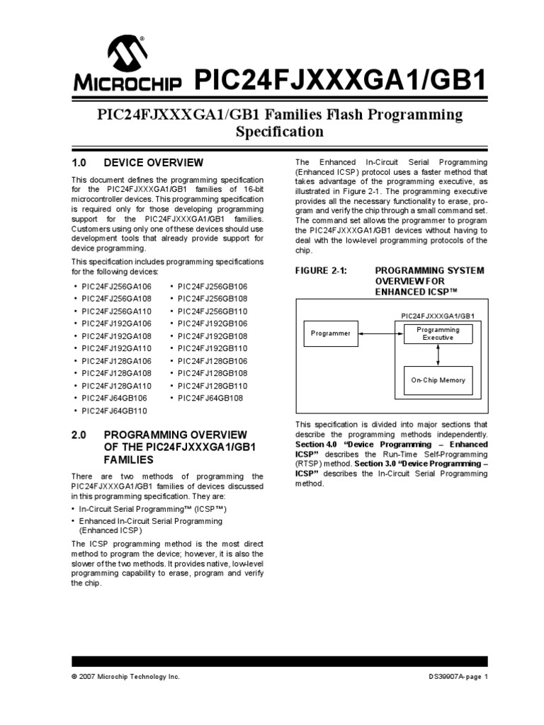 PIC24FJXXXGA1GB1 Families Flash Programming Specification | PDF | Flash Memory | Electronics