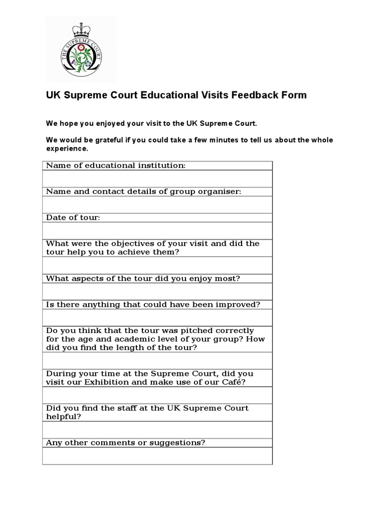 Educational Visits Feedback Form | PDF | Career & Growth