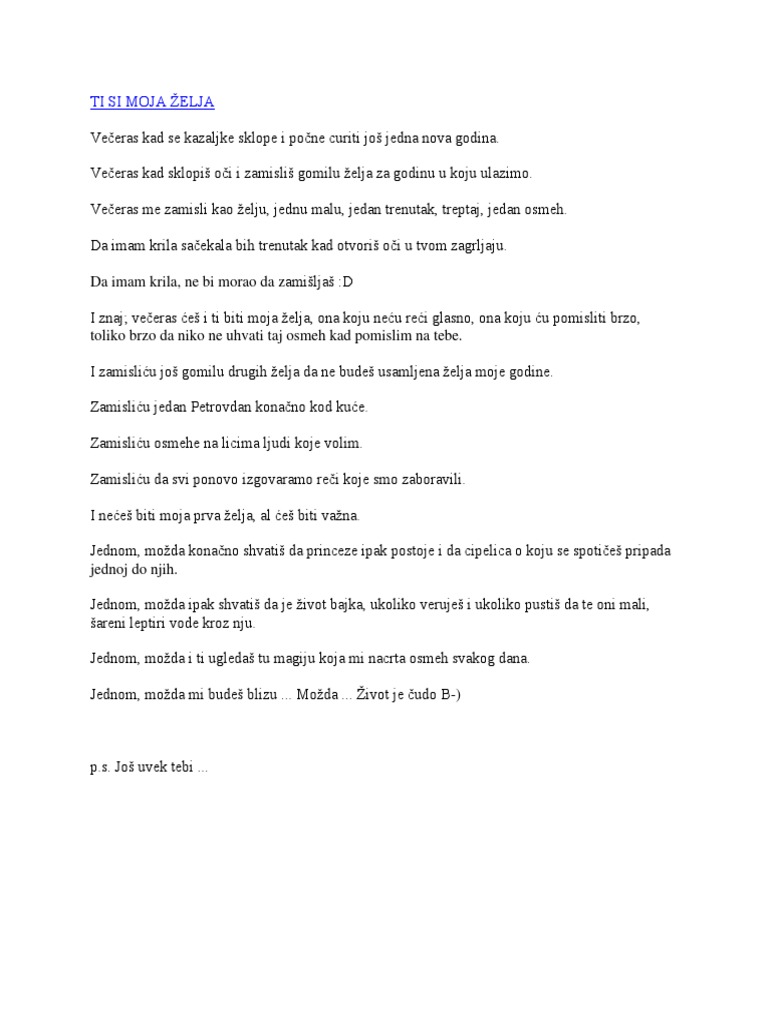 Ti Si Moja Želja | PDF