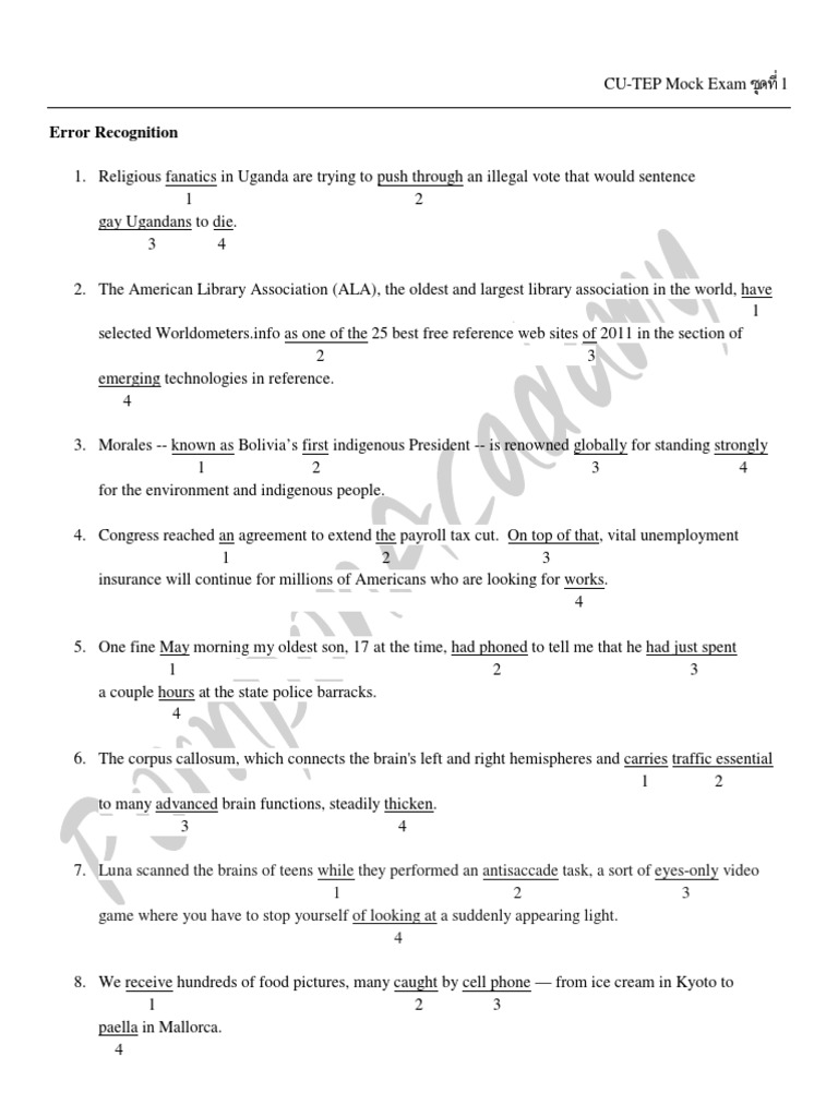 Cu Tep Mock Exam | PDF