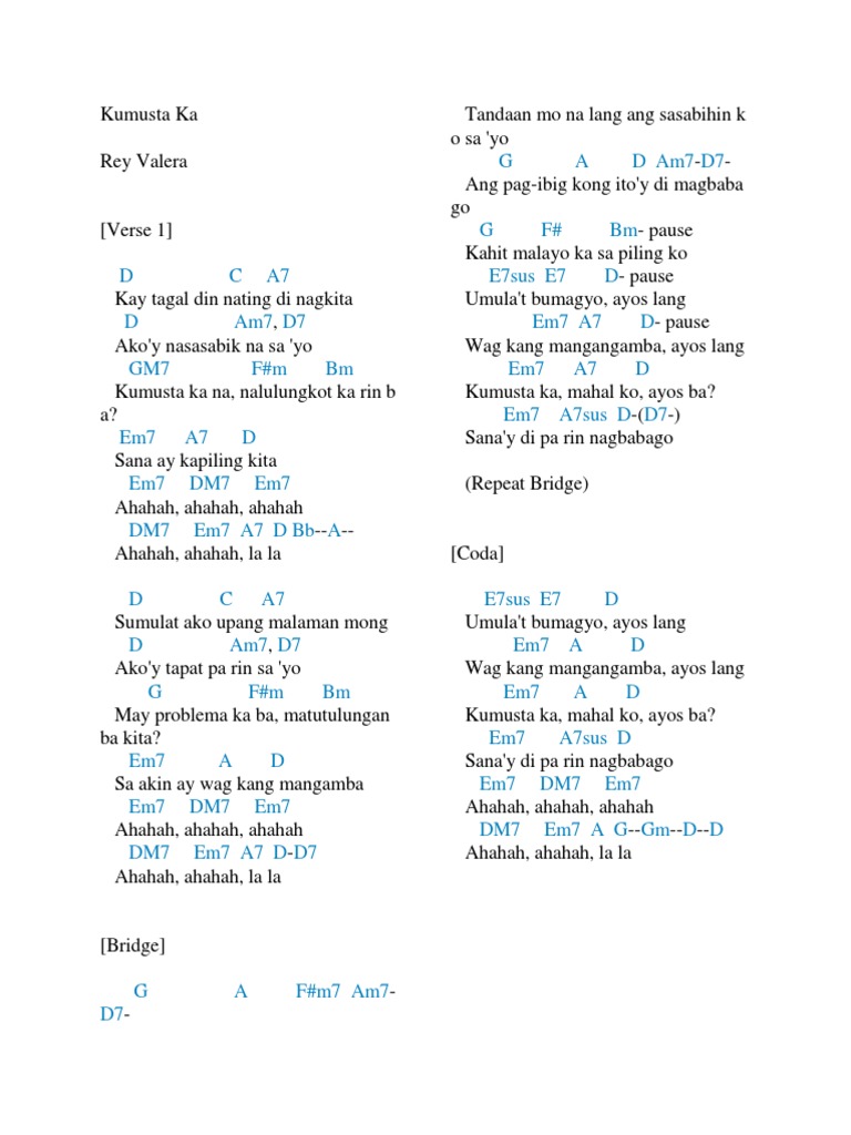 Kumusta Ka Lyrics and Chords | PDF