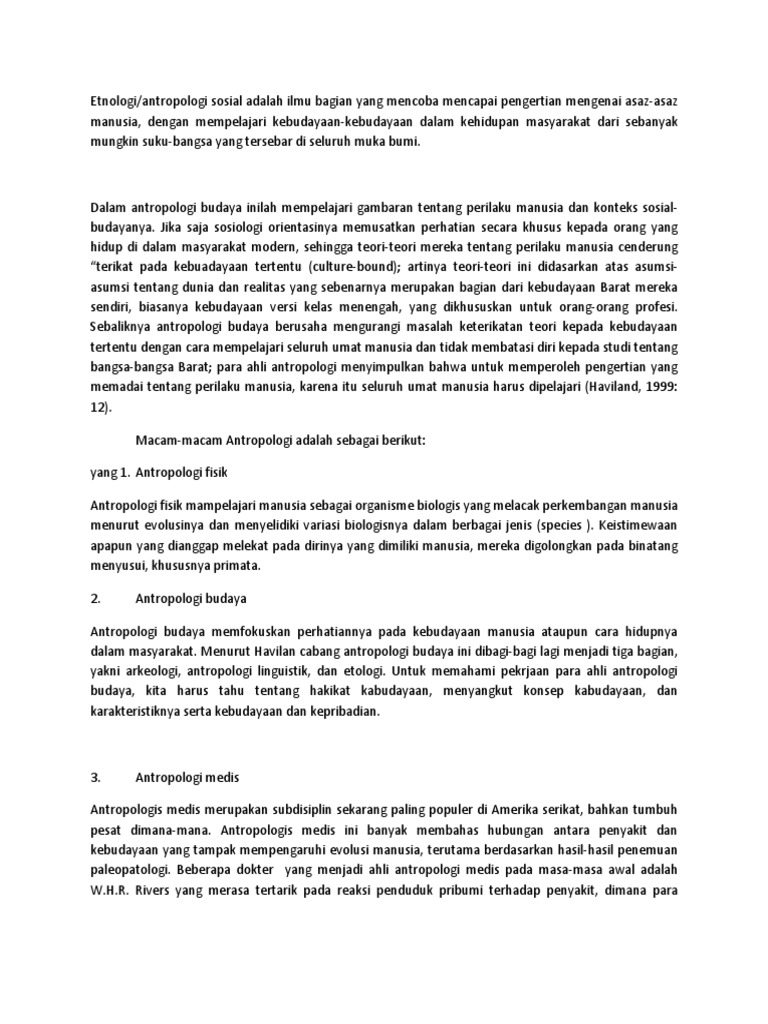 Definisi dan Ruang Lingkup Etnologi | PDF | Ilmu Sosial | Filsafat
