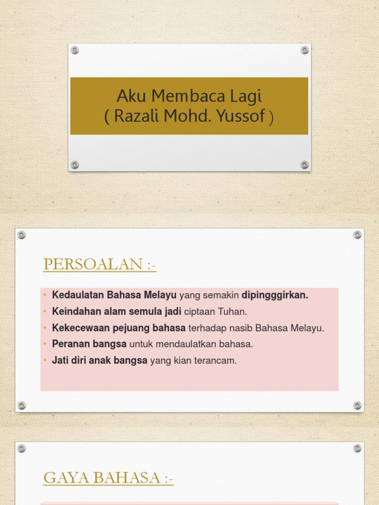 Aku Membaca Lagi (Puisi Moden Tingkatan 4) | PDF