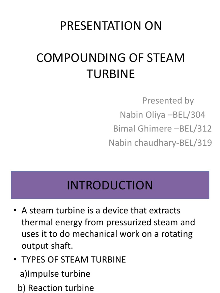 Compounding of Steam Turbine | PDF | Turbine | Chemical Equipment