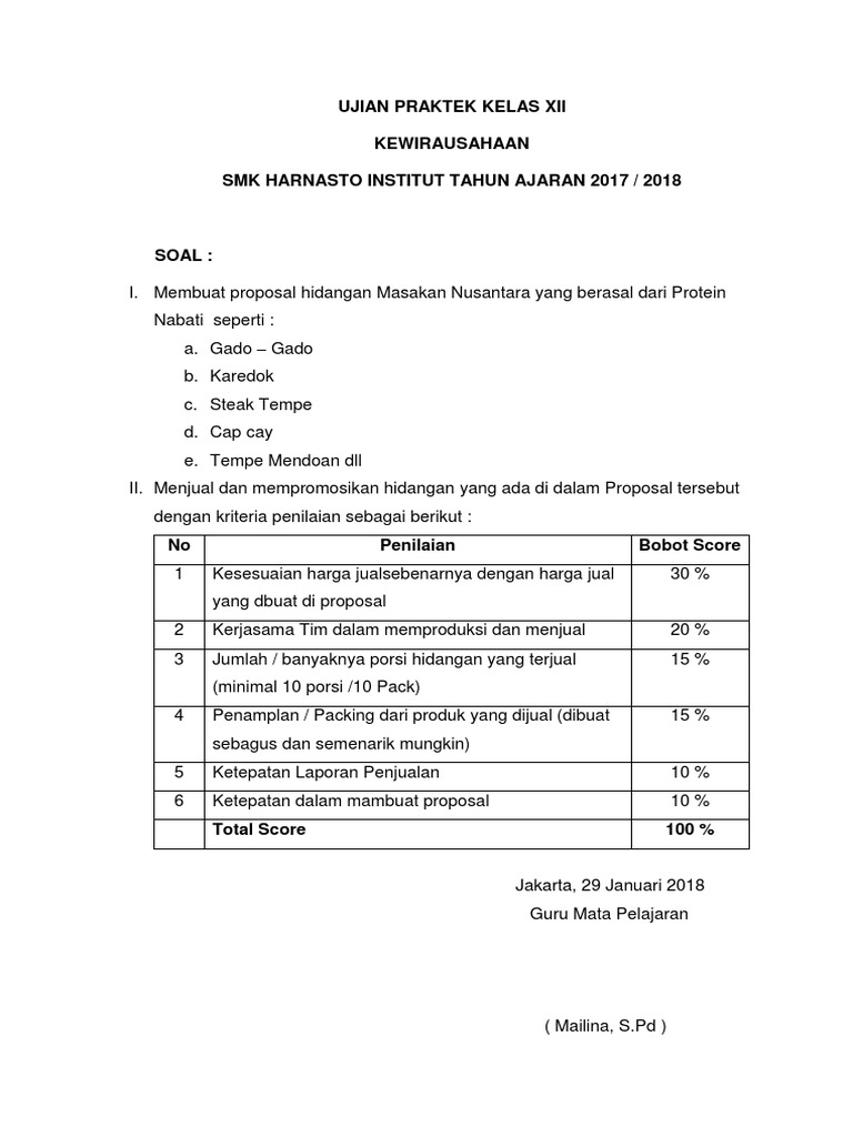 Ujian Praktek Kelas Xii | PDF