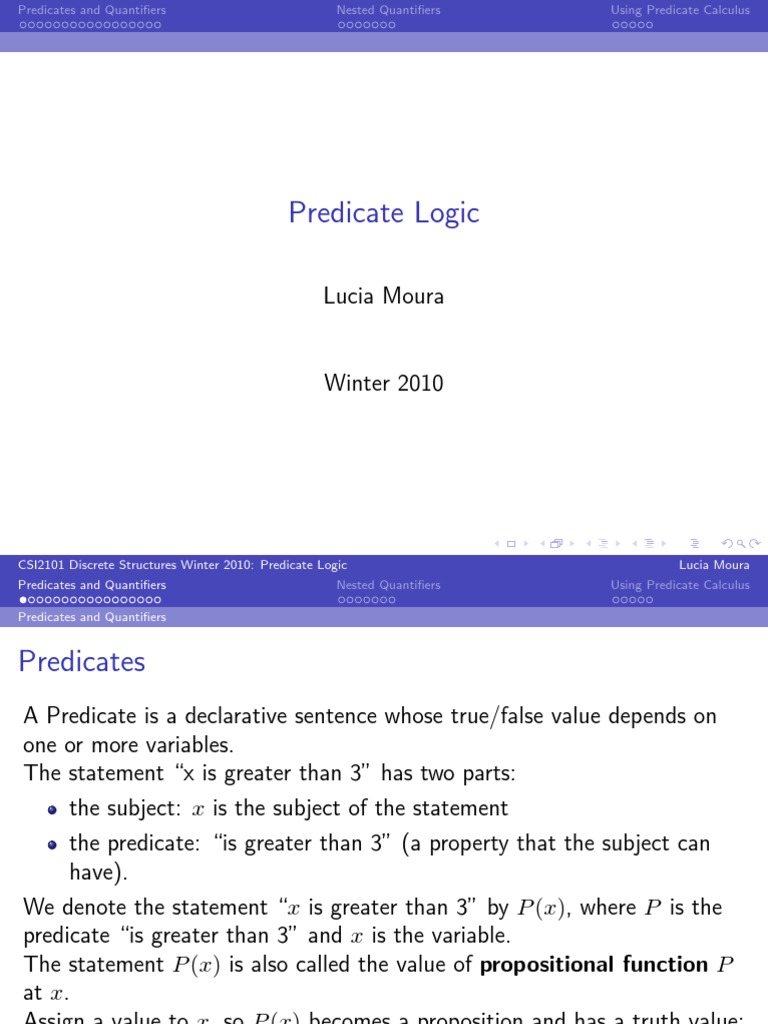 Predicate Logic Quantifiers | PDF | First Order Logic | Deductive Reasoning