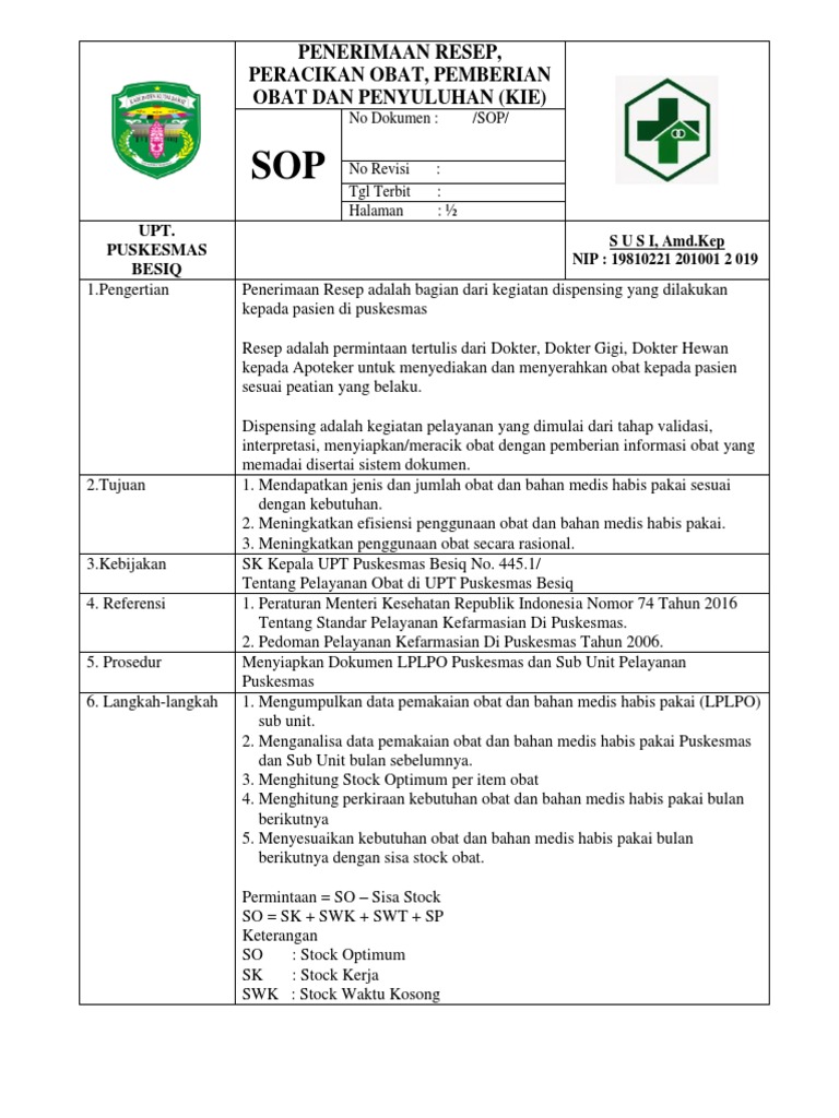 SOP Peresepan Obat Contoh | PDF