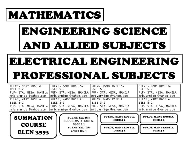 Mathematics Engineering Science and Allied Subjects Electrical ...