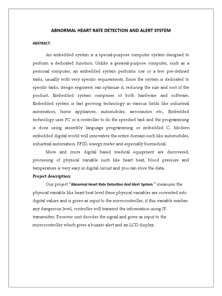 Abnormal Heart Rate Alert System | PDF