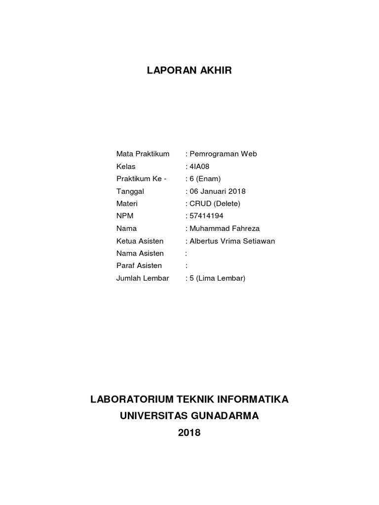 Laporan Praktikum Pemrograman Web | PDF