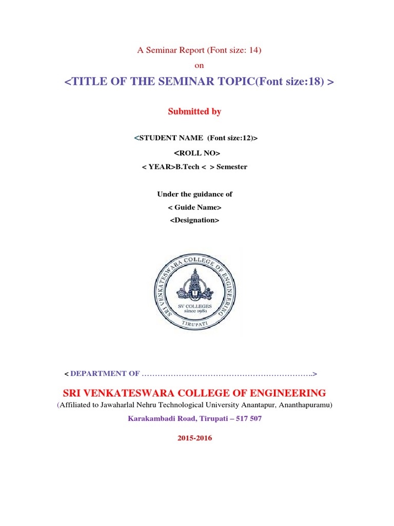 Seminar Report Template for B.Tech | PDF