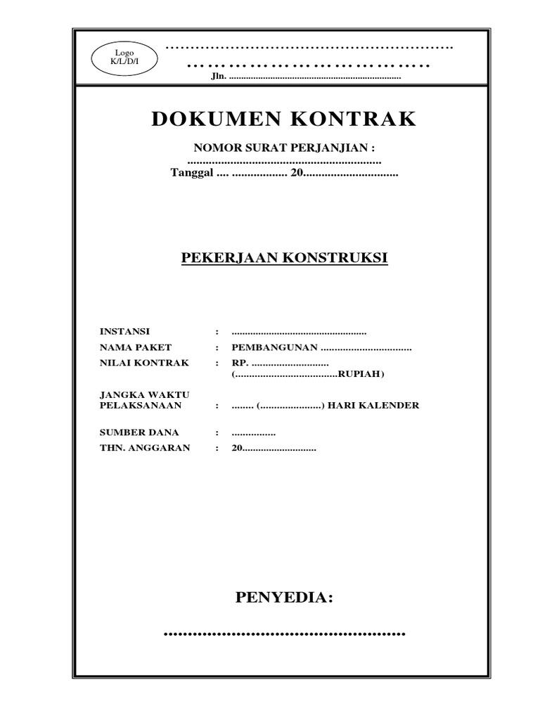 Cover Kontrak Konstruksi | PDF