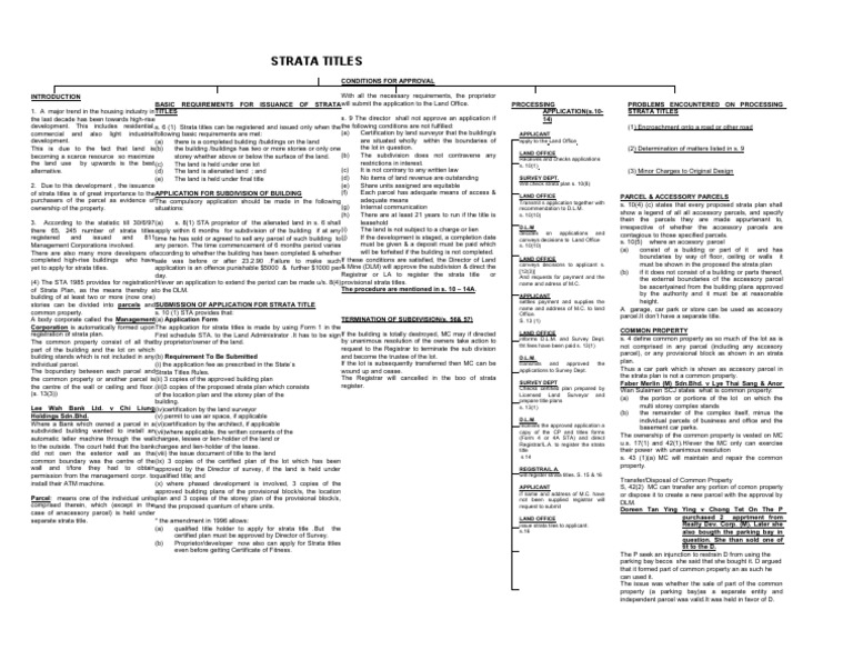 Strata Titles PDF | PDF | Land Lot | Surveying