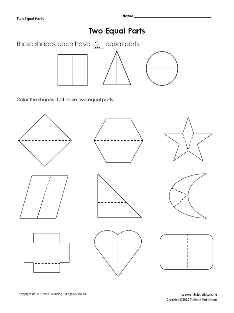 Shapes with 2 Equal Parts Activity | PDF | Graphic Design | Computer ...