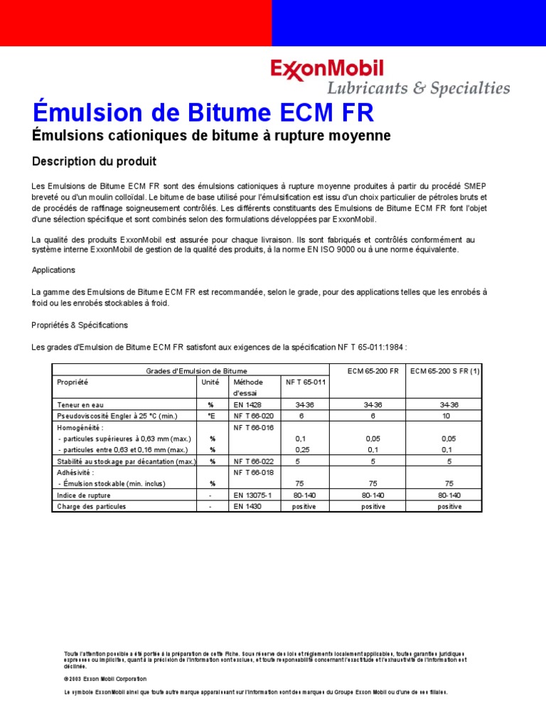 Emulsion de Bitume ECM FR FR | PDF | Asphalte | Substances chimiques