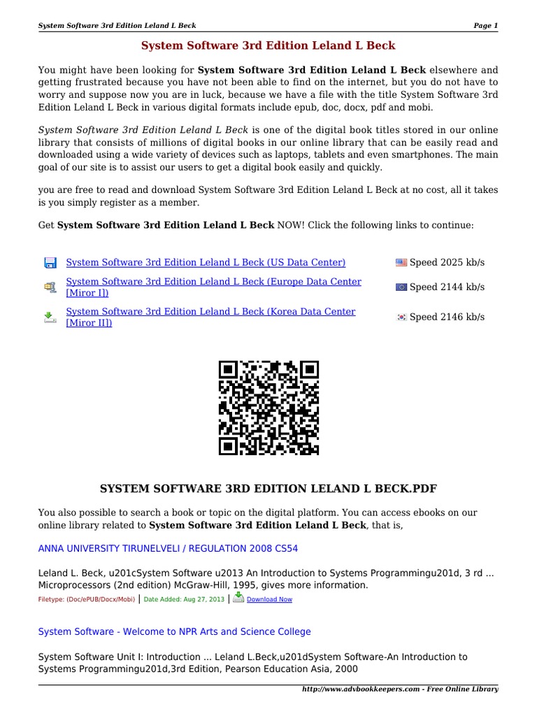 System Software 3rd Edition Leland L Beck Eym14pdf | PDF | E Books ...