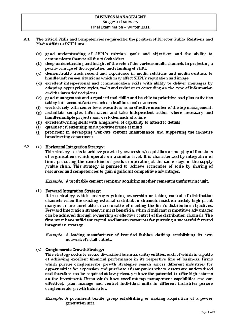 Business Management: Example | PDF | Strategic Management | Retail