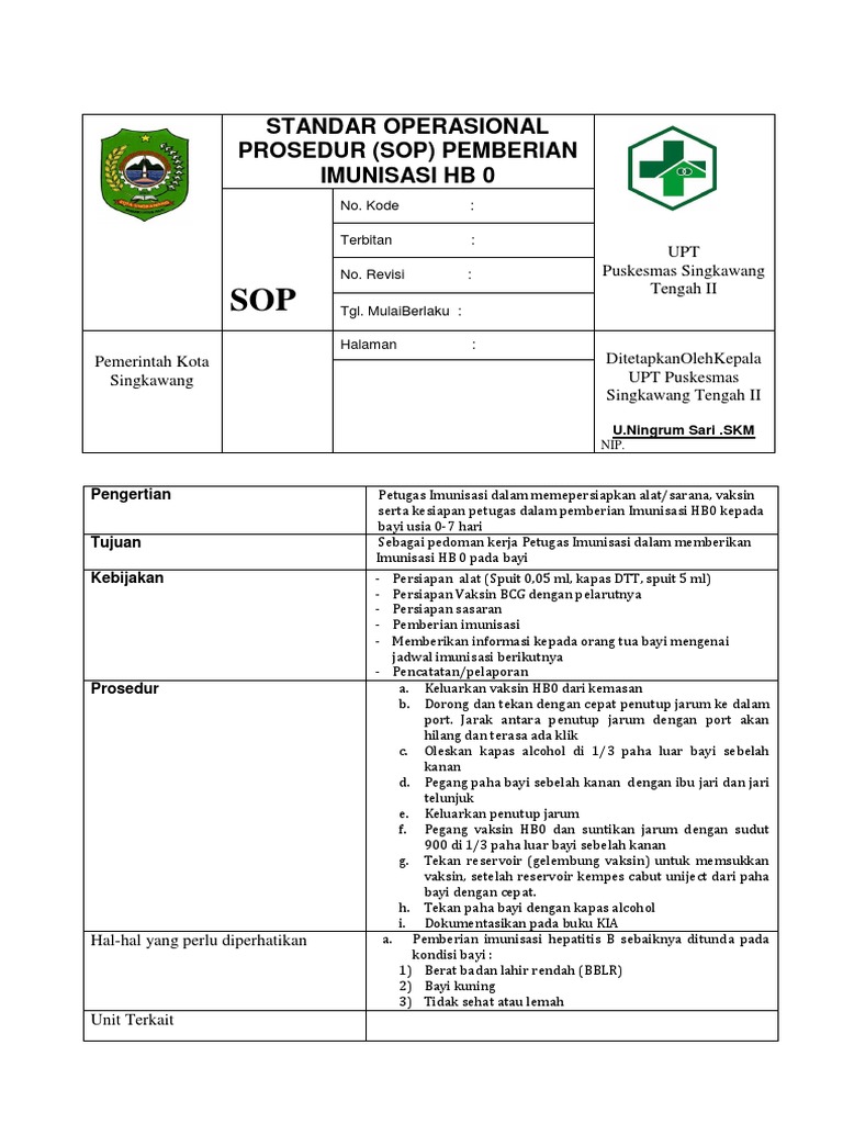 SOP Imunisasi HB0 | PDF