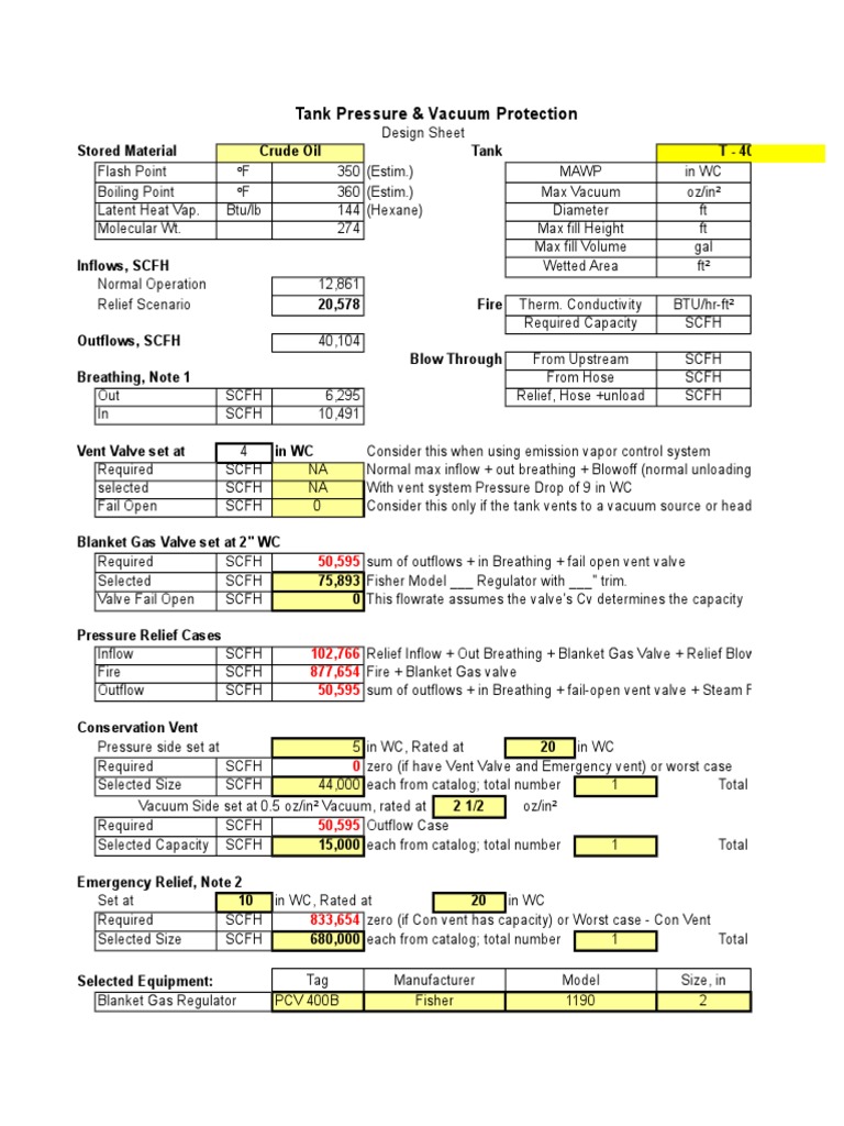 Tank Vacuum Protection Design Overview | PDF | Valve | Gases