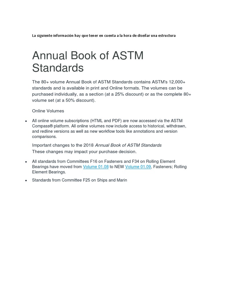 Annual Book of ASTM Standards: La Siguiente Información Hay Que Tener ...