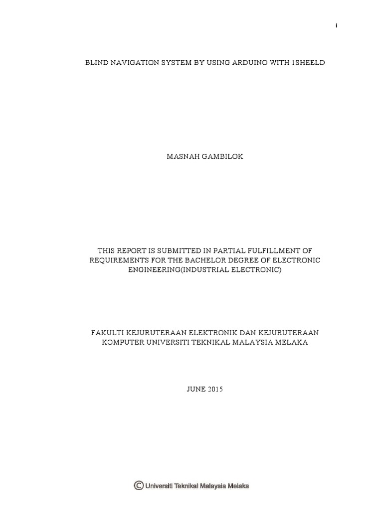 Blind Navigation System by Using Arduino With 1sheeld | PDF | Visual Impairment | Integrated Circuit
