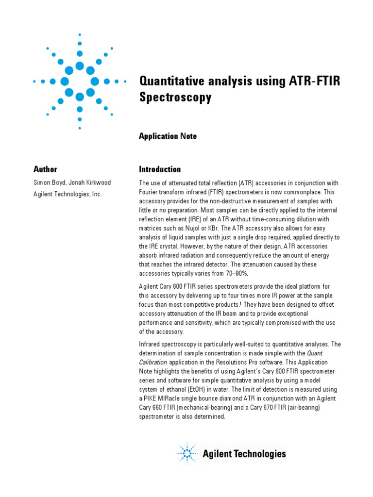 Quantitative Analysis Using ATR-FTIR | PDF | Infrared Spectroscopy ...