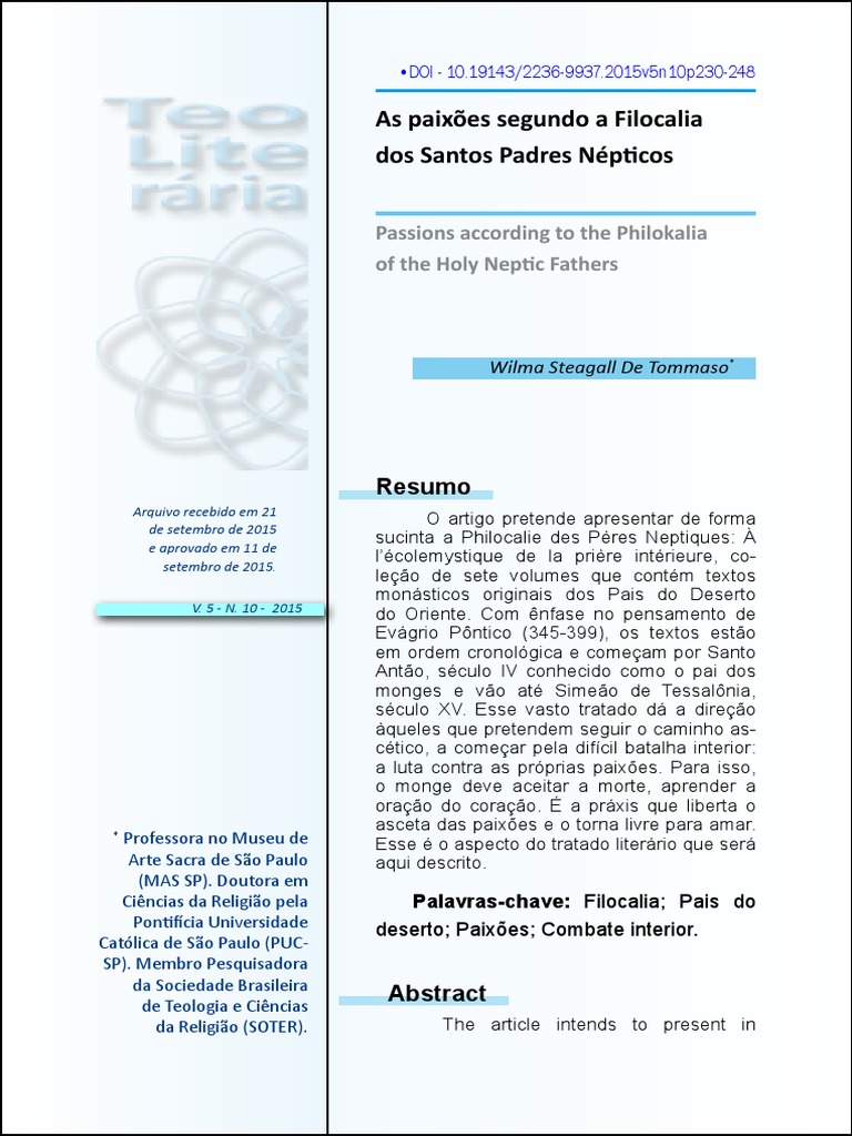 Sobre A Filocalia PDF | PDF | Oração | Ascetismo