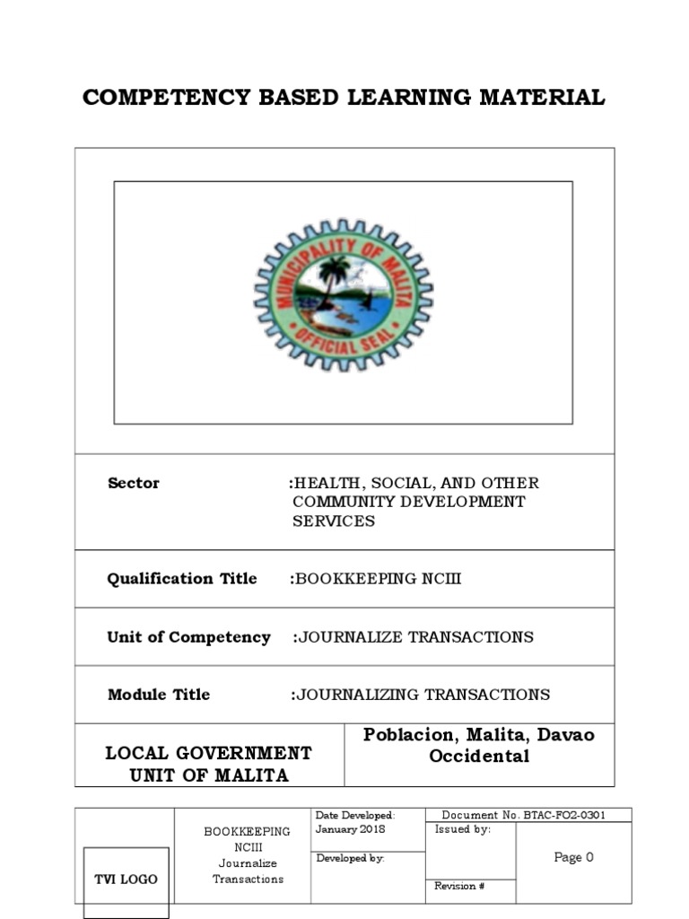 CBLM Template | Bookkeeping | Educational Assessment