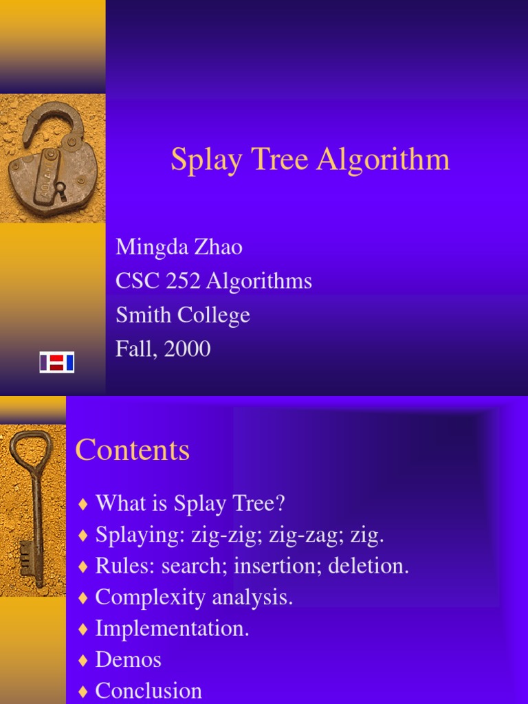 Splay Tree Algorithm Mingda Zhao Csc 252 Algorithms Smith College Fall 2000 Pdf Data 