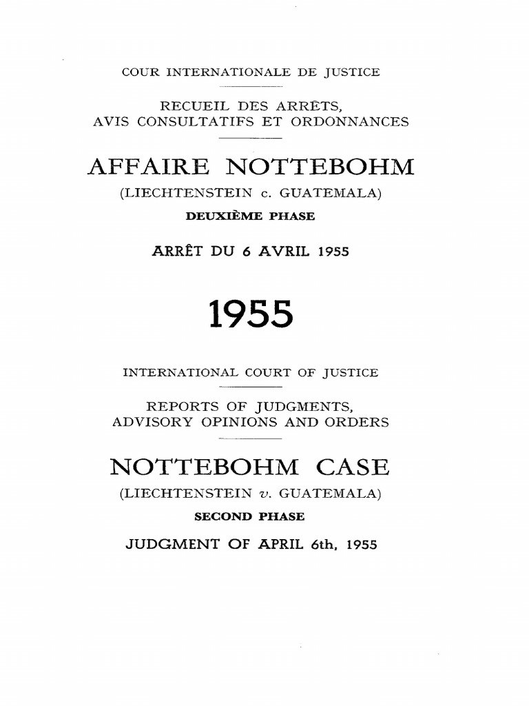 Nottebohm Case Judgment Summary | PDF | Nationality | Sovereign State