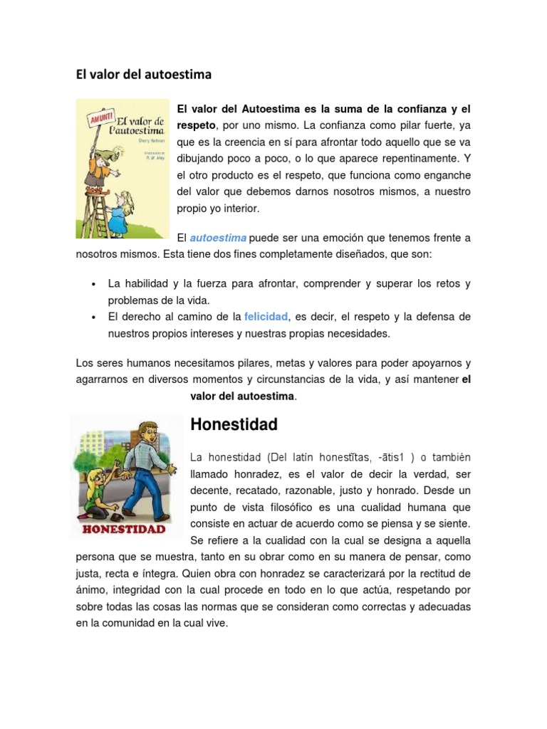 El Valor Del Autoestima | PDF | Ciencia cognitiva | Sicología
