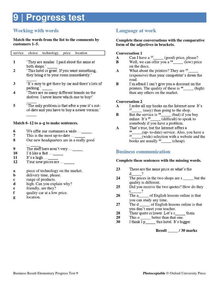 Bre Lem Progress Test 9 | PDF | Business Economics | Business