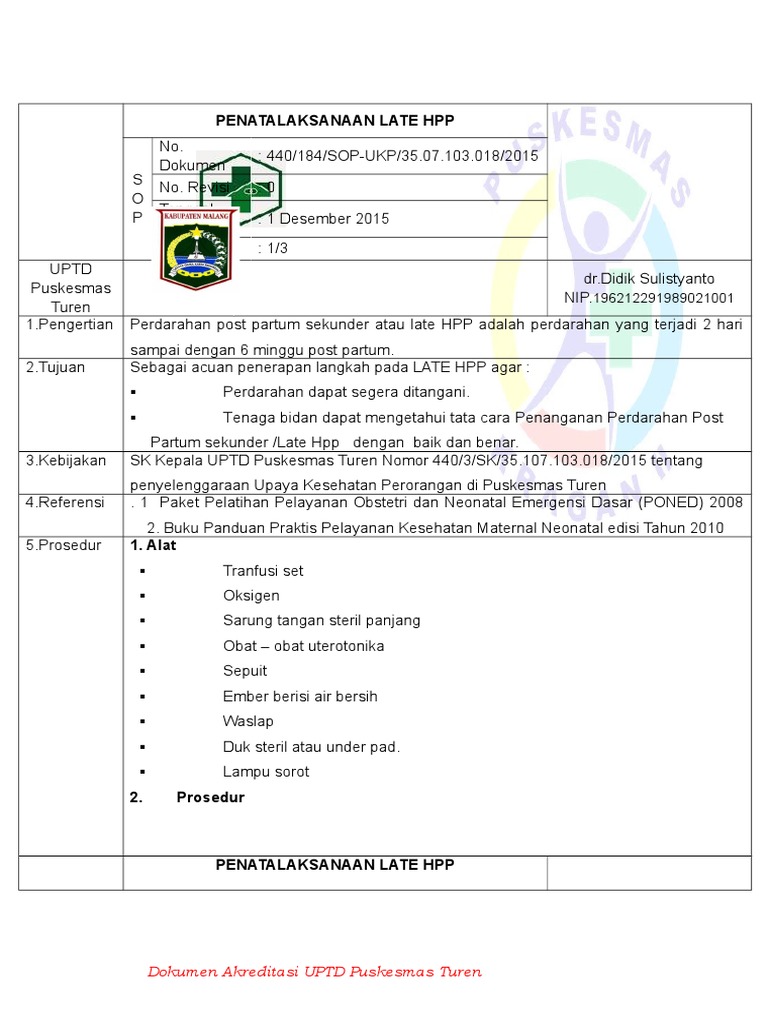 41.sop Late HPP | PDF