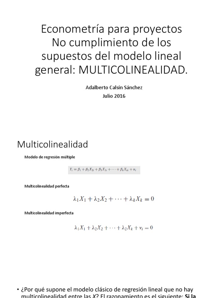Se Ada Econometría para Proyectos Violacion de Supuestos | PDF | Multicolinealidad | Análisis de ...