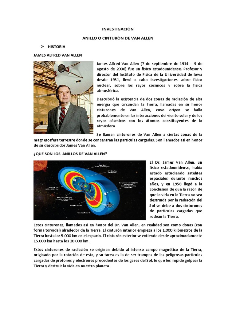 Anillos de Van Allen | PDF | Cinturón de radiación Van Allen | Viento solar