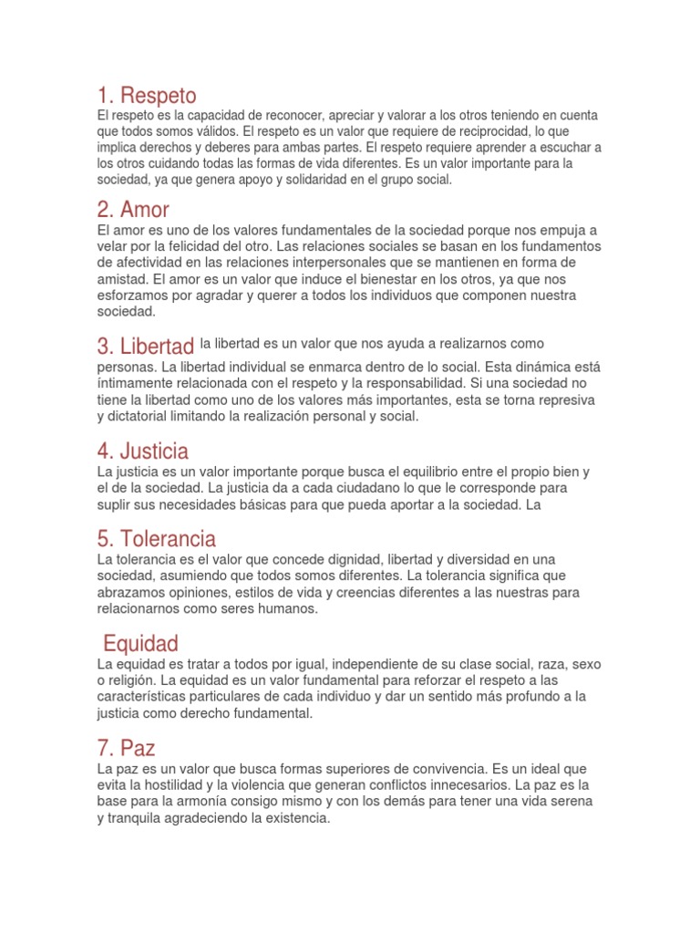 Los Valores | Descargar gratis PDF | Tolerancia | Libertad