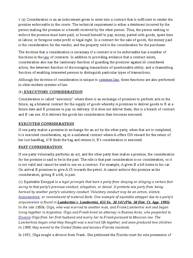 Executed Consideration: Acquiescence | Download Free PDF | Estoppel ...