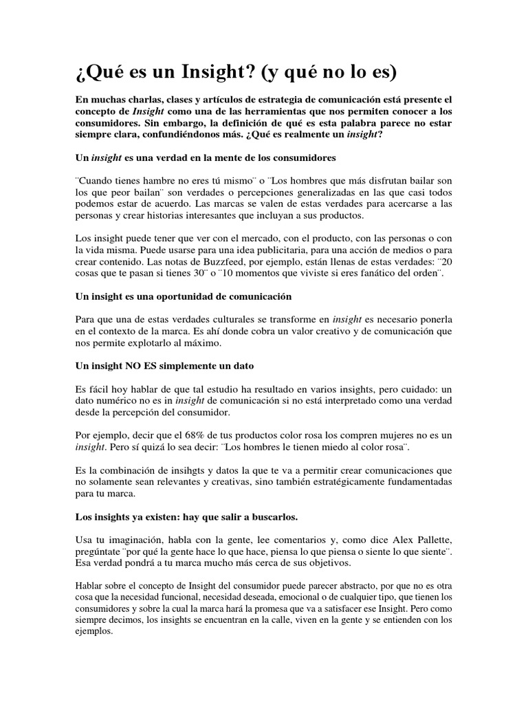 Qué Es Un Insight | PDF | Verdad | Publicidad