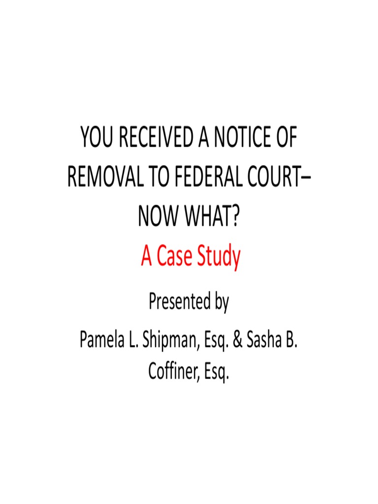 Removal To Federal Court | PDF | Diversity Jurisdiction | Complaint