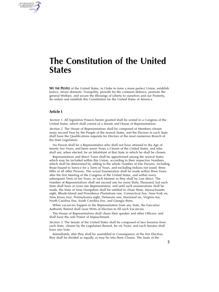 US Constitution | PDF | Presidents Of The United States | American ...