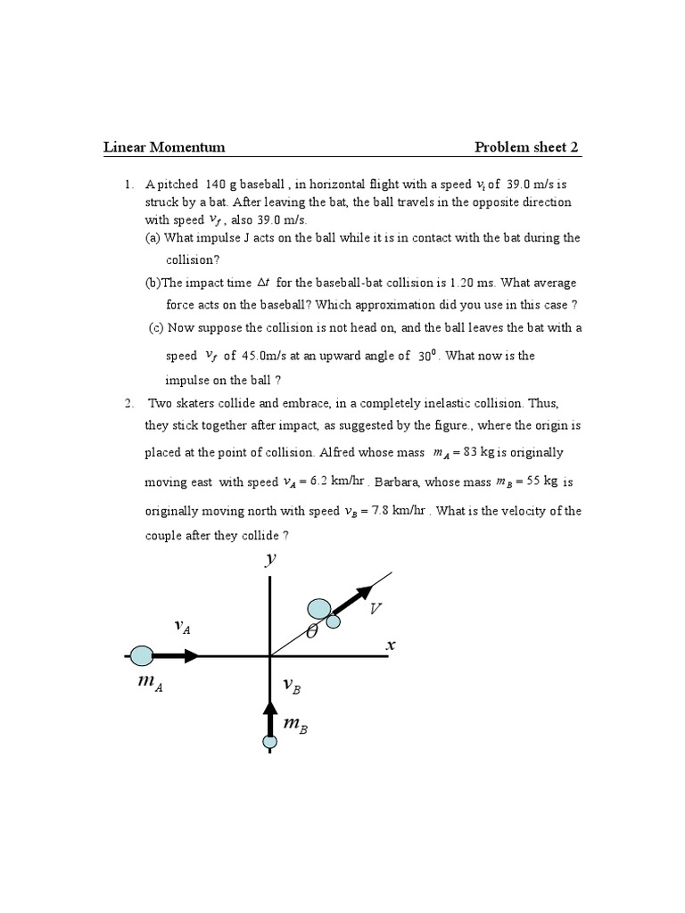 Linear Momentum - Problem Sheet 2 | PDF | Collision | Motion (Physics)