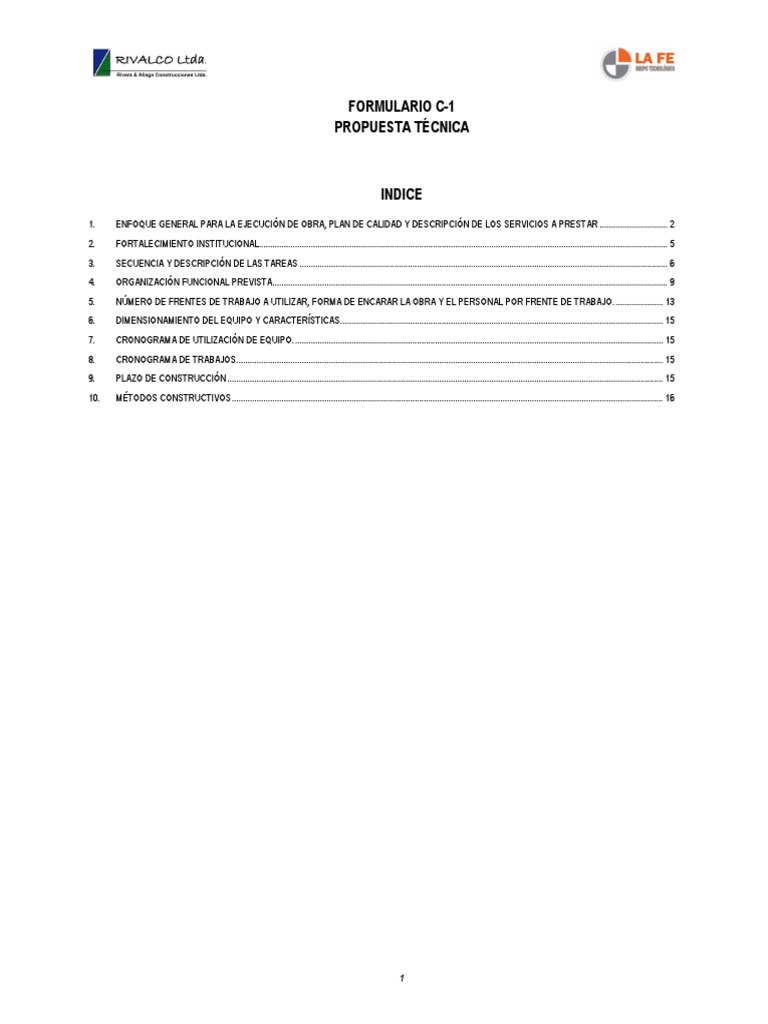 TP Formulario C-1 Propuesta Técnica | PDF | Calidad (comercial) | Planificación