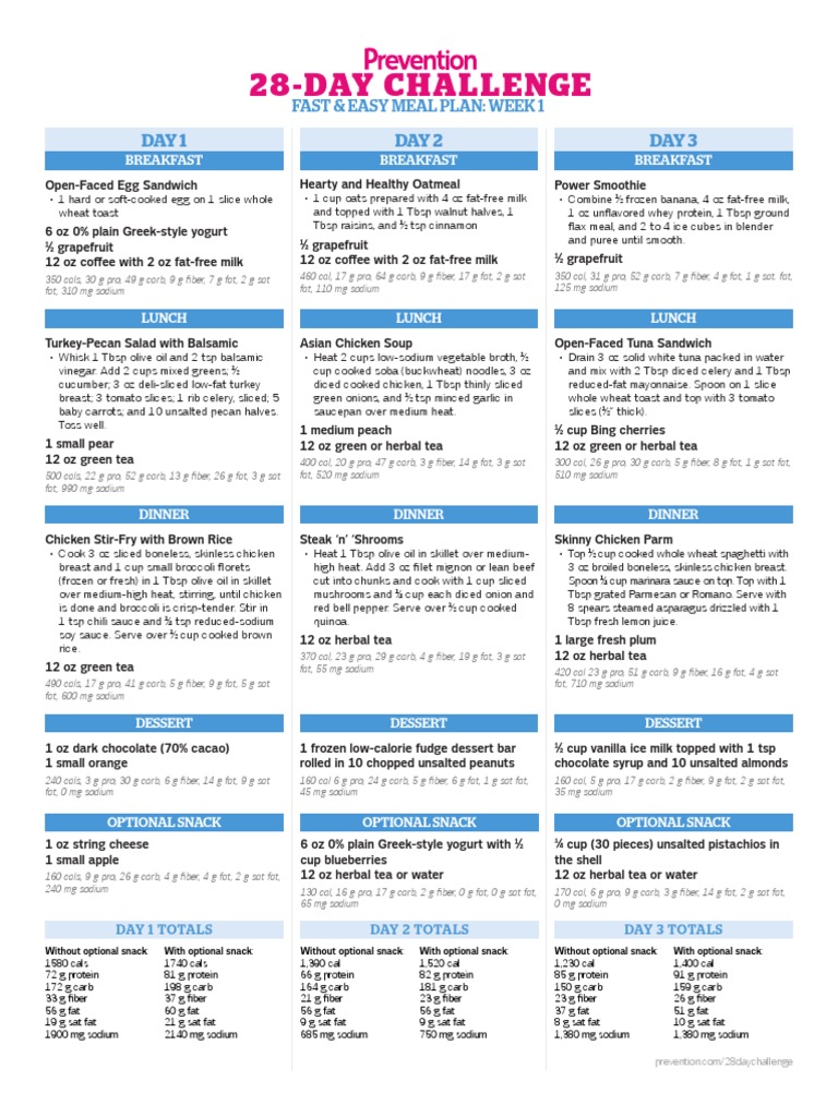 28 Day Challenge Fast Easy Meal Plan PDF | PDF | Wellness