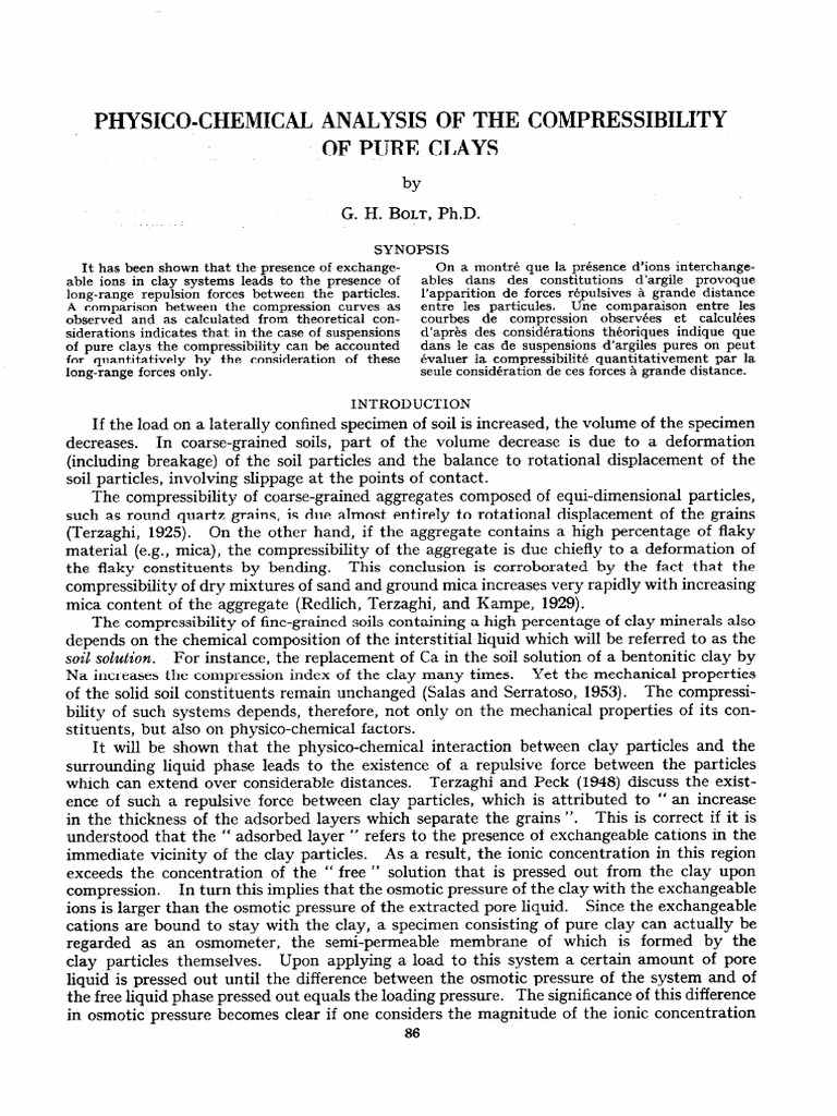 Compressibility Analysis of Pure Clays | PDF | Ion | Soil
