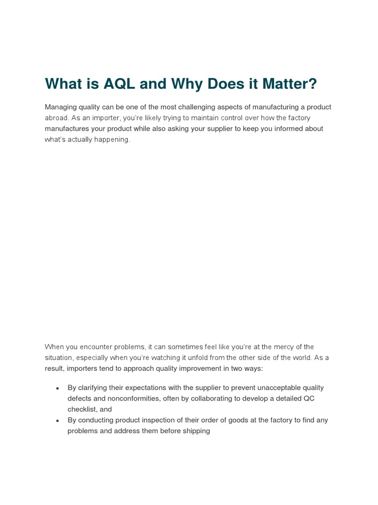What Is AQL and Why Does It Matter | PDF | Sample Size Determination ...