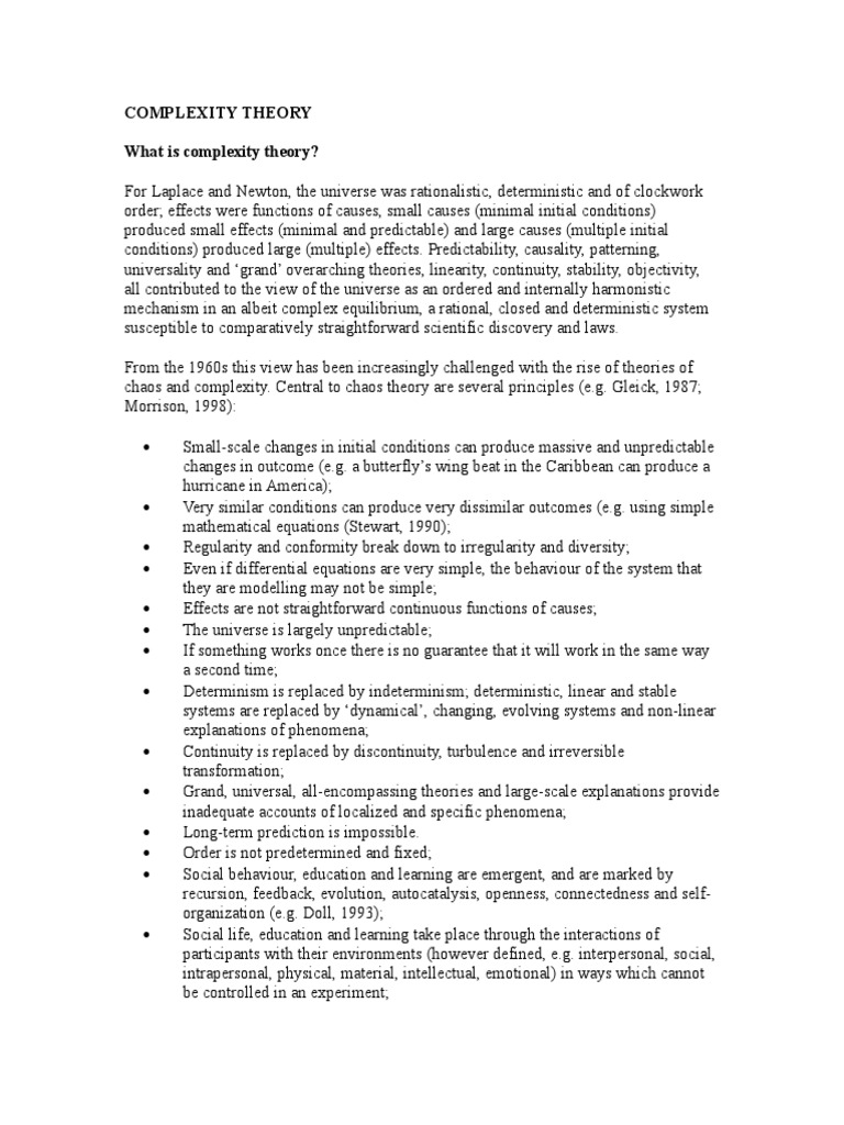 Complexity Theory in Education Reform | PDF | Experiment | Emergence