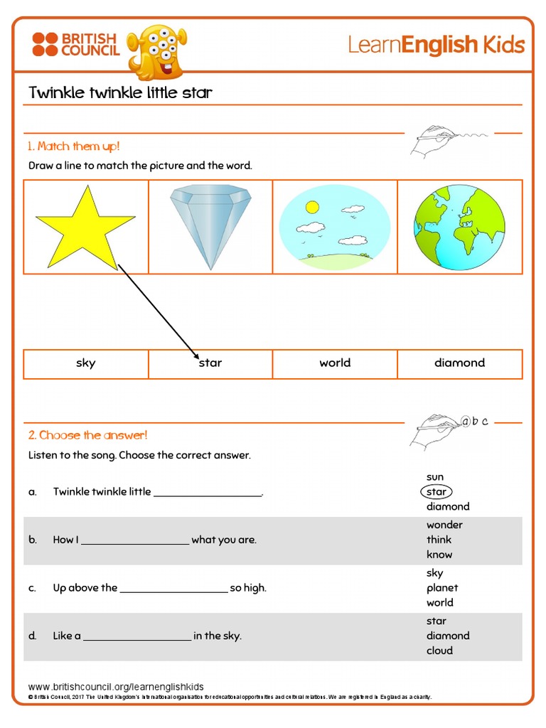 Songs Twinkle Twinkle Little Star Worksheet | PDF | Nature
