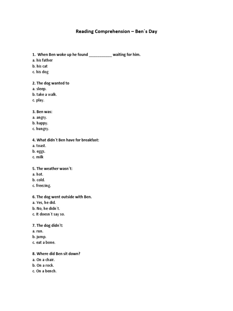 Reading Comprehension - Ben S Day | PDF