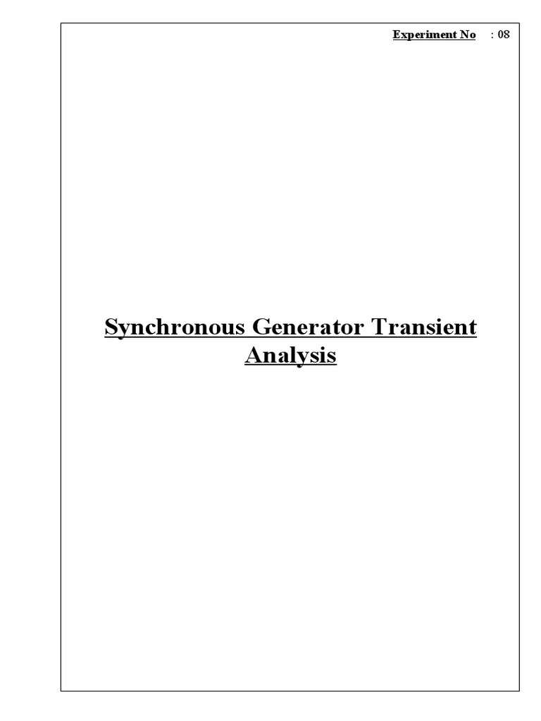 Synchronous Generator Transient Analysis: Experiment No | PDF ...