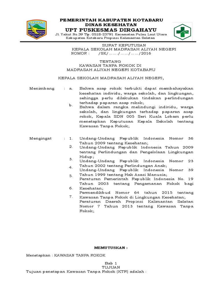 Contoh SK KTR Di Sekolah | PDF